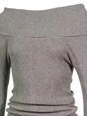 BOHEMSEO Off-shoulder Ribbed Sweater