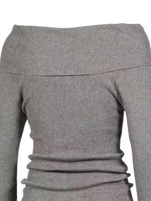 BOHEMSEO Off-shoulder Ribbed Sweater