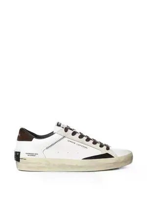 CRIME LONDON Distressed Leather Sneakers - White