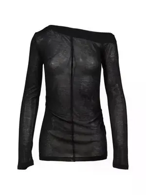 BOHEMSEO Off-shoulder Sheer Long-sleeved T-shirt