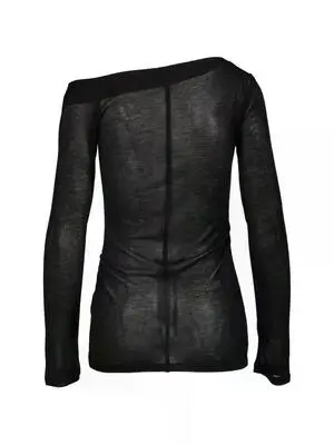 BOHEMSEO Off-shoulder Sheer Long-sleeved T-shirt