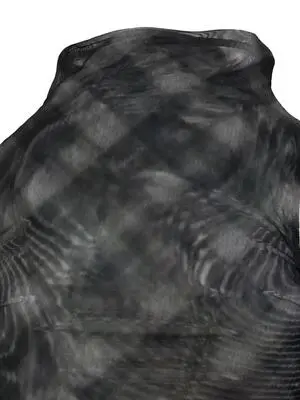 BOHEMSEO Check Pattern Sheer Mesh Sleeveless Top