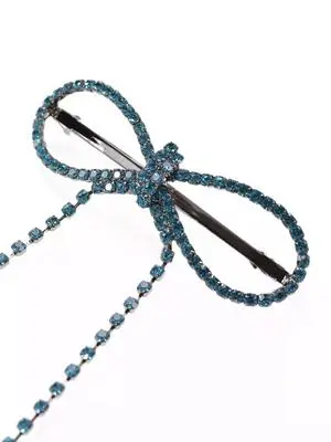 YELLOWSWALLOW Crystal-embellished Bow Hair Clip - Blue
