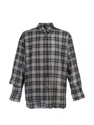 WIZZARD Asymmetric Checked Shirt - Black