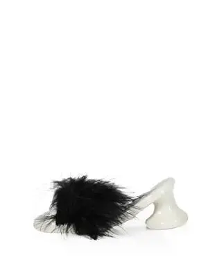 YESCERAMIC X Nubian Fur-trimmed Shoe Incense Holder - White