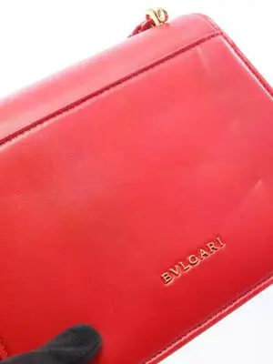 BVLGARI 2010-2026 Leather Serpenti Forever Maxi Chain Top Handle Bag Satchel - Red