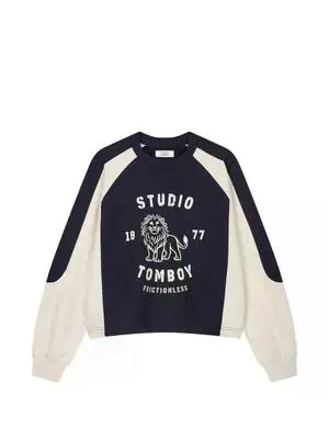 STUDIO TOMBOY Lion-print Raglan-sleeve Sweatshirt - Blue
