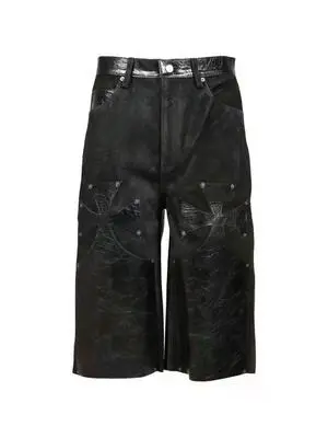 SEKRIT Cross-patch Leather Shorts