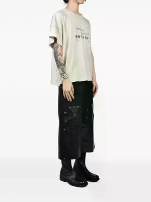 SEKRIT Cross-patch Leather Shorts