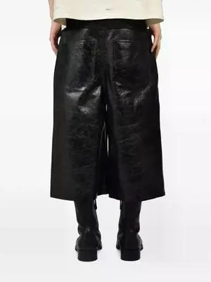 SEKRIT Cross-patch Leather Shorts