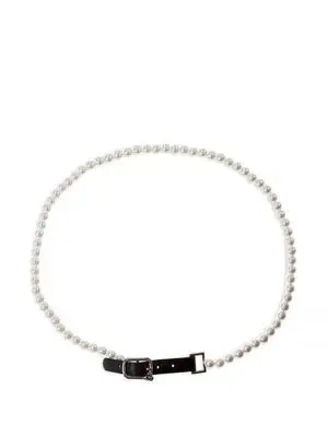 YELLOWSWALLOW Pearl-embellished Belt - White