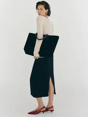 REFORMATION Hair Calf Sofia Tote - Black