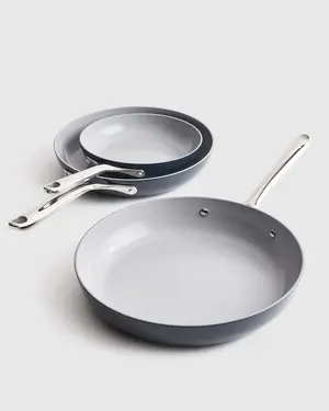 Quince Ceramic Nonstick Frying Pan Set: 8", 10" & 12 - Navy
