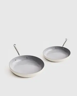 Quince Ceramic Nonstick Frying Pan Set: 10" & 12 - Ivory