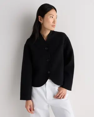 Quince Double-faced Merino Wool Collarless Cropped Jacket