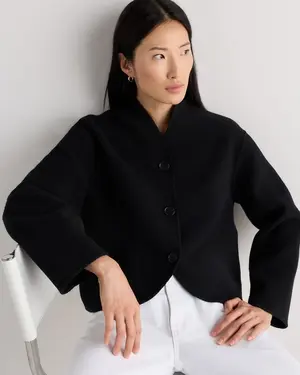 Quince Double-faced Merino Wool Collarless Cropped Jacket