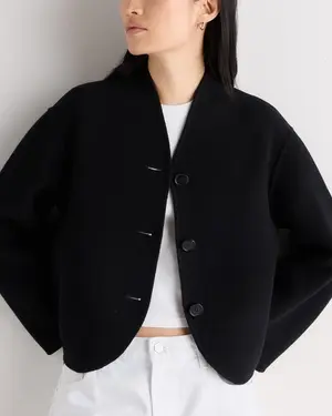 Quince Double-faced Merino Wool Collarless Cropped Jacket