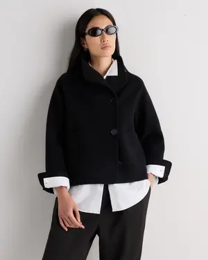 Quince Double-faced Merino Wool Funnel Neck Jacket