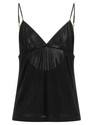 Saint Laurent V-neck Top With Cassandre Metal Detail - Nero