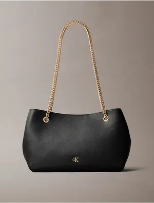 Calvin Klein Monogram Chain Shoulder Bag - Black