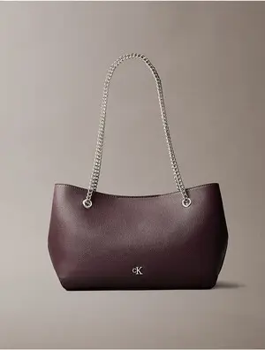 Calvin Klein Minimal Monogram Chain Shoulder Bag - Fudge