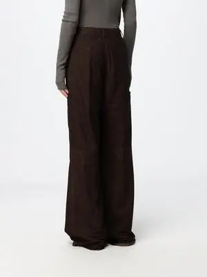 Rick Owens High-waisted Suede Calf Leather Flared Trousers
