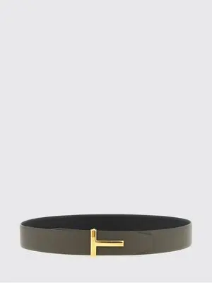 TOM FORD T Icon Reversible Hammered Leather Belt With Monogram Buckle - Multicolor