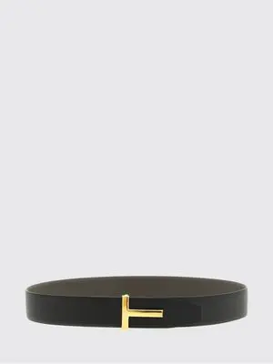 TOM FORD T Icon Reversible Hammered Leather Belt With Monogram Buckle - Multicolor