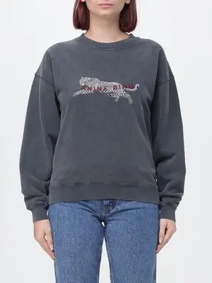 ANINE BING Cotton Crewneck Sweatshirt With Contrast Graphic Print