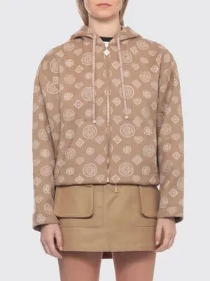 Casablanca Virgin Wool Zip-up Hoodie With Kangaroo Pocket And Logo