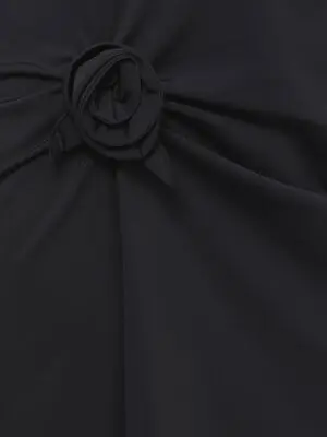Coperni Asymmetric Off-the-shoulder Jersey Midi Dress With Flower Detail