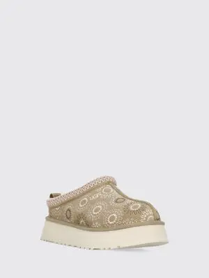 UGG Tazz Sun Stitch Suede Mules With Embroidery And Eva Sole - Beige