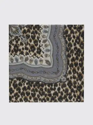 Etro Animal Print Wool, Cashmere And Silk Blend Scarf With Fringes