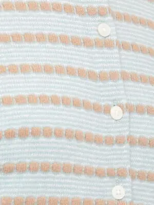 Guest In Residence Striped Crewneck Cardigan In Pure Cashmere With Buttons