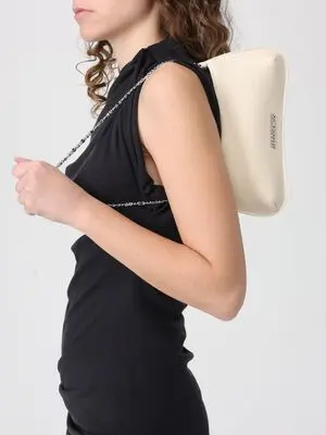 Jacquemus Le Petit Bisou Patent Leather Shoulder Bag With Chain Handle - Ivory