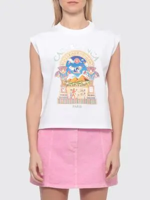 Casablanca Organic Cotton Tank Top With Graphic Print And Logo