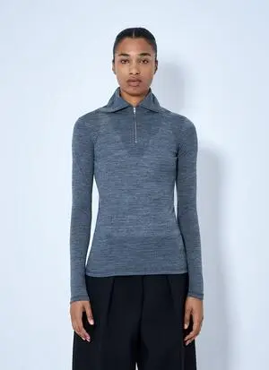 JIL SANDER Long Sleeve Quarter-zip Top - Gray