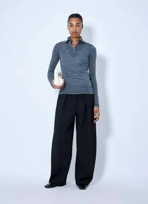 JIL SANDER Long Sleeve Quarter-zip Top - Gray