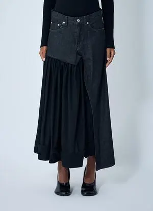 Yohji Yamamoto Cut-off Combination Midi Skirt - Black