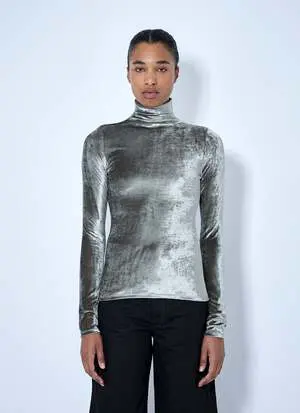 LEMAIRE Fitted High Neck Top - Silver