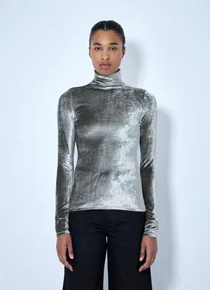 LEMAIRE Fitted High Neck Top - Silver