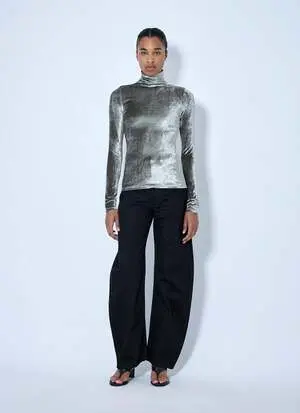 LEMAIRE Fitted High Neck Top - Silver