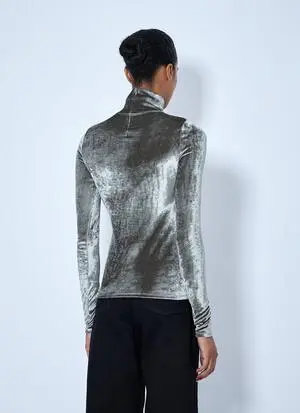 LEMAIRE Fitted High Neck Top - Silver