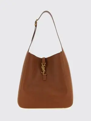 Saint Laurent Le 5 I  7 Smooth Calfskin Leather Shoulder Bag With Buckle - Brown