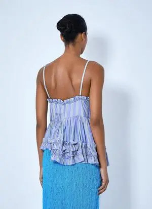 Dries Van Noten Cemil Striped Ruffled Satin Camisole - Multicolor