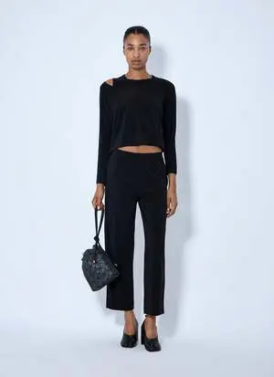 Issey Miyake Long Sleeve Cropped Top