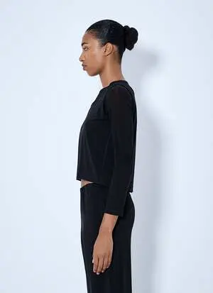 Issey Miyake Long Sleeve Cropped Top
