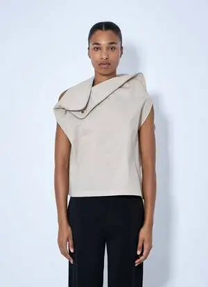 Issey Miyake Asymmetric Zip Detail Top - Cream