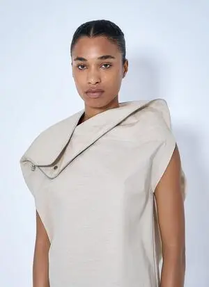Issey Miyake Asymmetric Zip Top - Cream