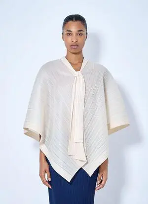 Issey Miyake Pleated Cape Blouse - Cream